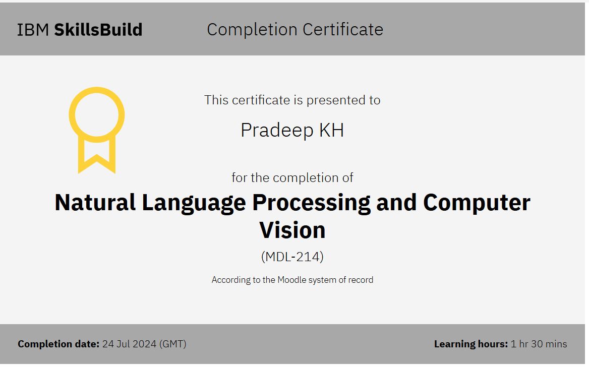 Pradeep KH on LinkedIn: #ai #ibm #skillsbuild #nlp #computervision # ... Pradeep KH on LinkedIn: #ai #ibm #skillsbuild #nlp #computervision # ...