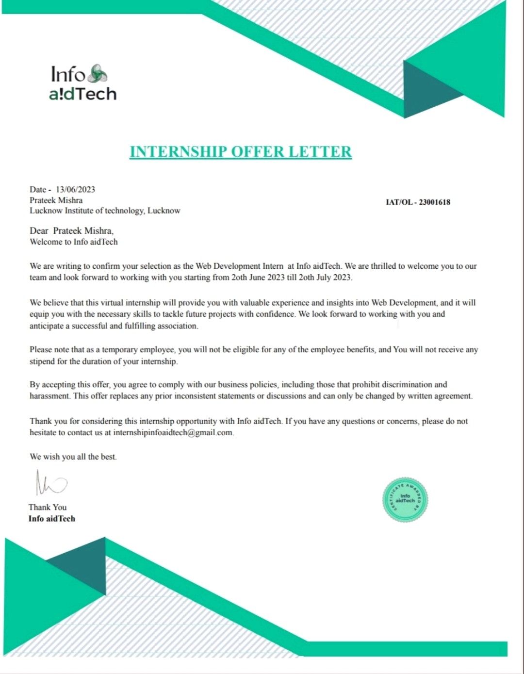 Prateek Mishra on LinkedIn: #connections #infoaidtech #iad #development ... Prateek Mishra on LinkedIn: #connections #infoaidtech #iad #development ...