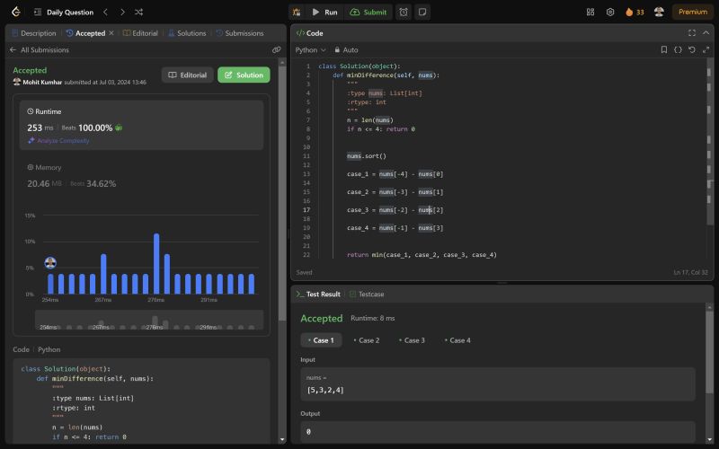 Mohit Kumhar on LinkedIn: #leetcode #minimumdifference #array #greedy # ... Mohit Kumhar on LinkedIn: #leetcode #minimumdifference #array #greedy # ...