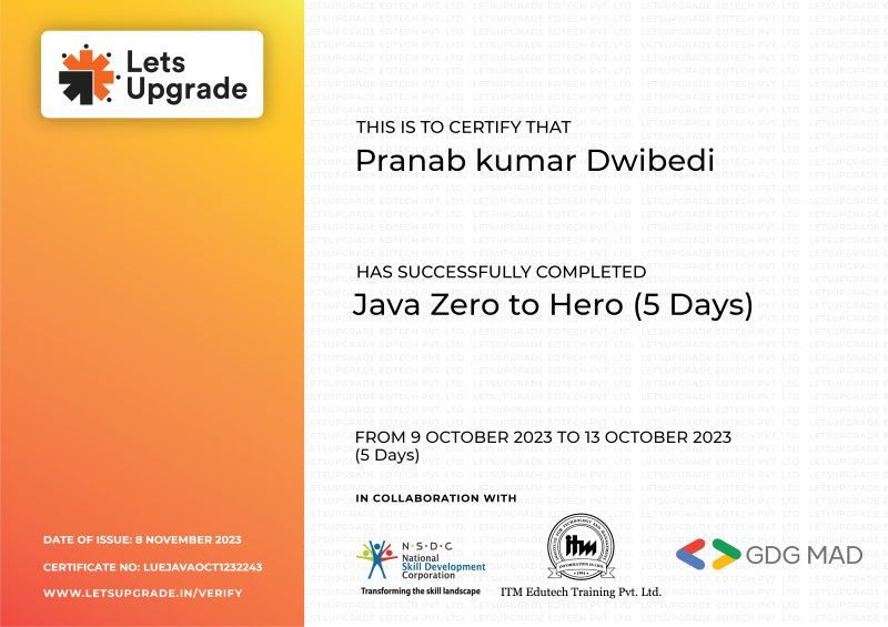 Pranab kumar Dwibedi on LinkedIn: #java #letsupgrade #certification # ... Pranab kumar Dwibedi on LinkedIn: #java #letsupgrade #certification # ...