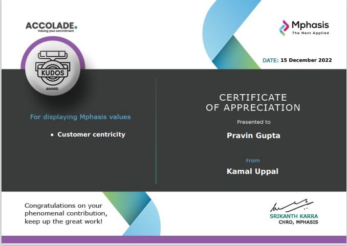 #mphasis #appreciation #thankyou | Pravin Gupta #mphasis #appreciation #thankyou | Pravin Gupta