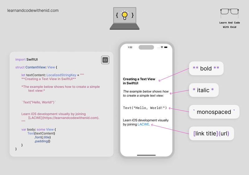 Learn And Code With Enid on LinkedIn: Markdown in SwiftUI💡 → ... Learn And Code With Enid on LinkedIn: Markdown in SwiftUI💡 → ...