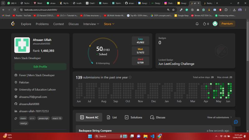 Completed 50 LeetCode problems! | Ahsaan ullah posted on the topic ... Completed 50 LeetCode problems! | Ahsaan ullah posted on the topic ...