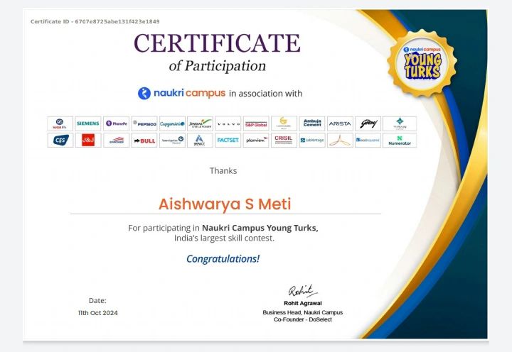 Aishwarya S Meti on LinkedIn: #naukricampusyoungturks #skilldevelopment ... Aishwarya S Meti on LinkedIn: #naukricampusyoungturks #skilldevelopment ...