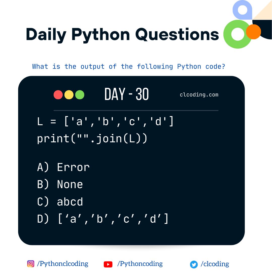 Python Coding on LinkedIn: Python Coding challenge - Day 30 | What is ... Python Coding on LinkedIn: Python Coding challenge - Day 30 | What is ...
