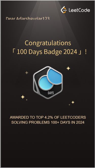 Adarsh gurjar on LinkedIn: #leetcode #100daysofcode #codingjourney Adarsh gurjar on LinkedIn: #leetcode #100daysofcode #codingjourney