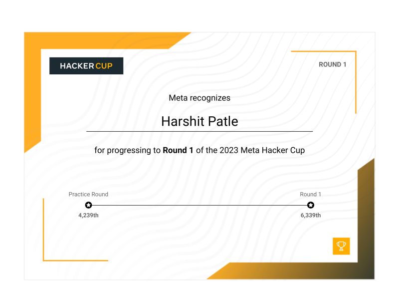 Harshit Patle on LinkedIn: #facebook #hackercup #competitiveprogramming ... Harshit Patle on LinkedIn: #facebook #hackercup #competitiveprogramming ...
