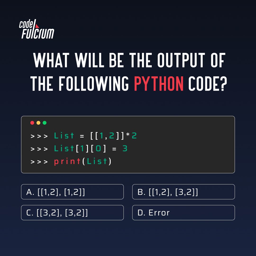 CodeFulcrum on LinkedIn: #pythonquiz #python #pythonprogramming # ... CodeFulcrum on LinkedIn: #pythonquiz #python #pythonprogramming # ...