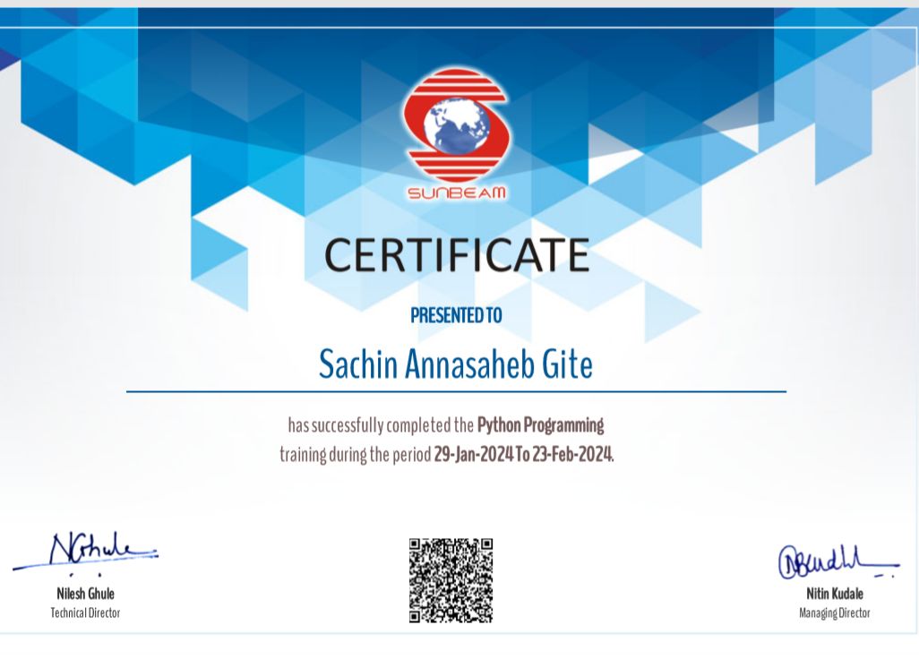 Sachin Gite on LinkedIn: #pythoncertification #pythonprogramming # ... Sachin Gite on LinkedIn: #pythoncertification #pythonprogramming # ...