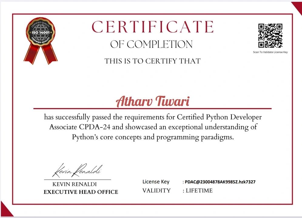 Atharv Tiwari on LinkedIn: #certification #python #continuouslearning # ... Atharv Tiwari on LinkedIn: #certification #python #continuouslearning # ...