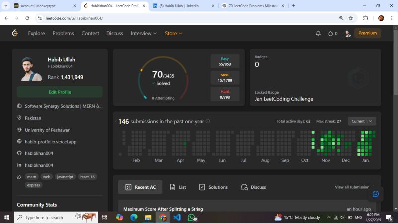 #leetcode #dsa #problem_solving #consistency | Habib Ullah | 15 comments #leetcode #dsa #problem_solving #consistency | Habib Ullah | 15 comments