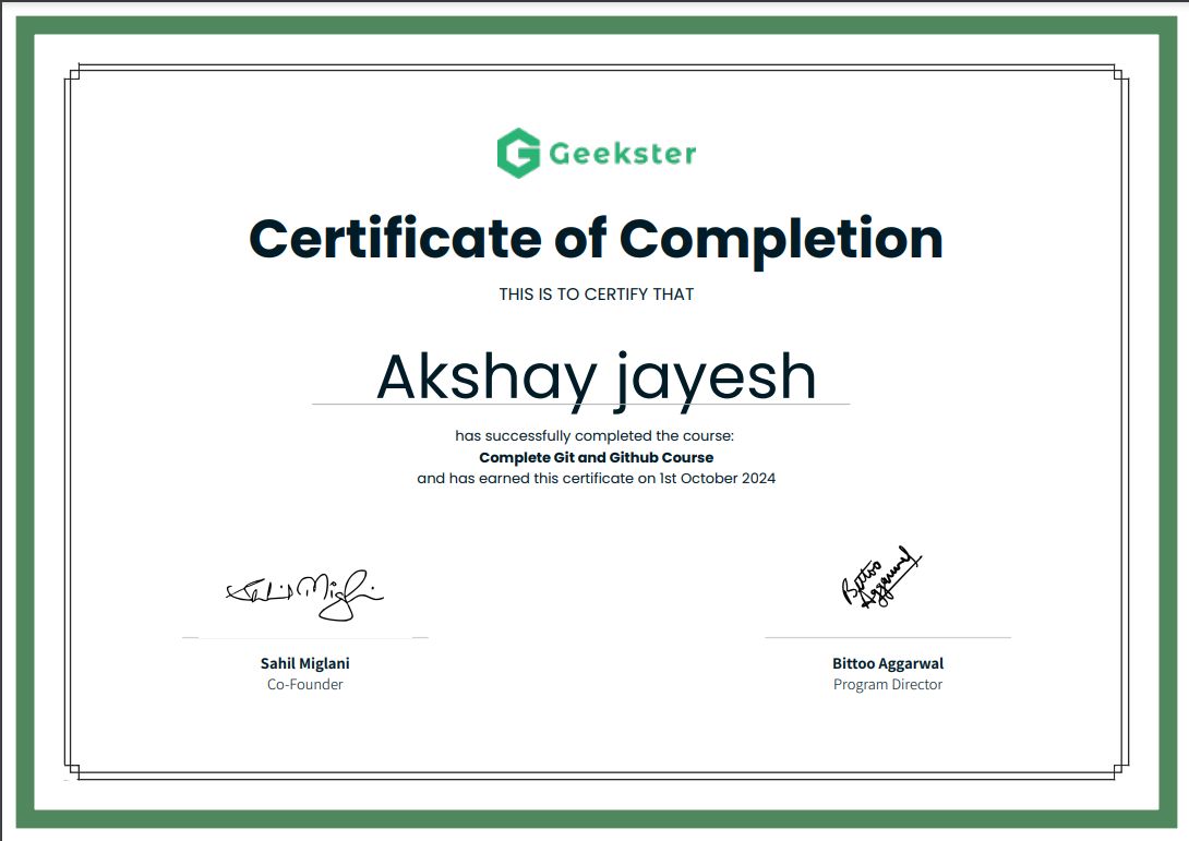 Akshay Jayesh on LinkedIn: Successfully completed Git & Github course ... Akshay Jayesh on LinkedIn: Successfully completed Git & Github course ...