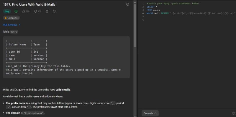 Kshitij Pathak on LinkedIn: #sql #regex #leetcode Kshitij Pathak on LinkedIn: #sql #regex #leetcode
