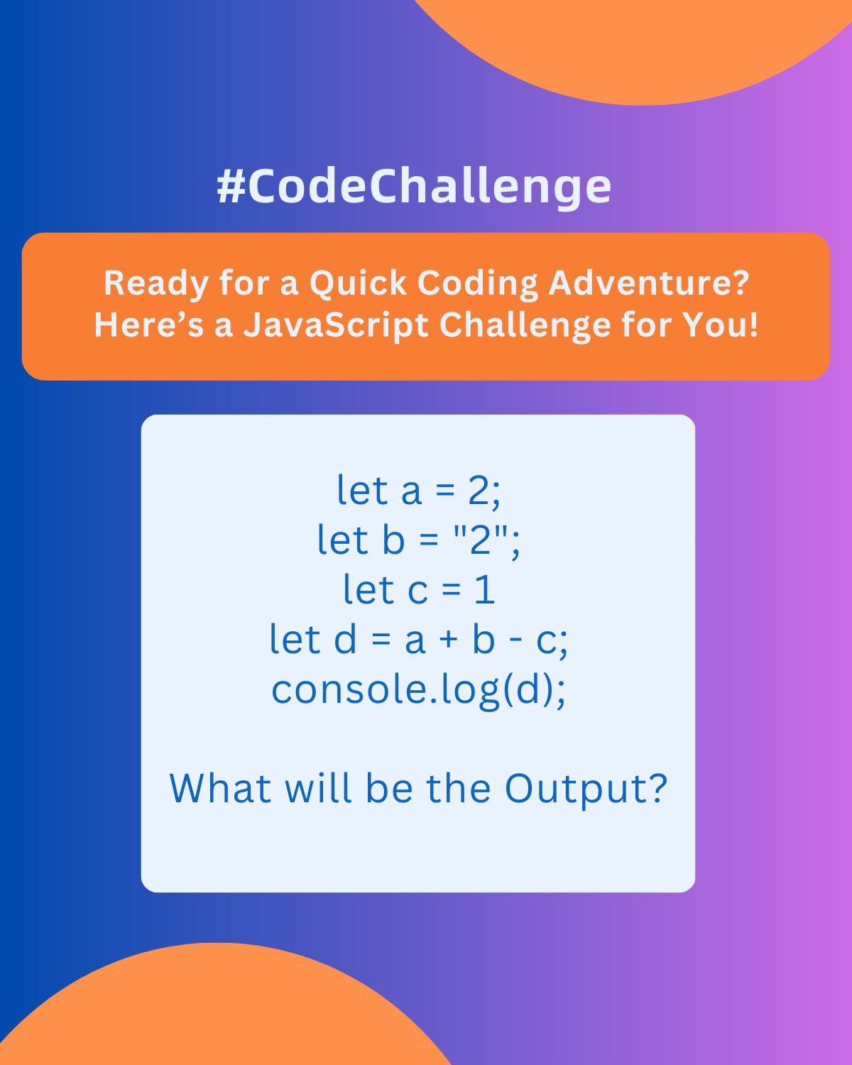 BuzzyBrains Software on LinkedIn: #funfridayquiz #javascript #codequiz ... BuzzyBrains Software on LinkedIn: #funfridayquiz #javascript #codequiz ...