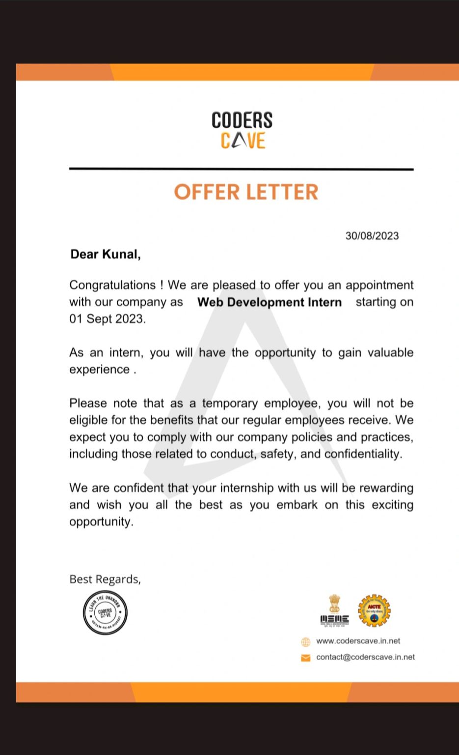 Kunal Singh on LinkedIn: #webdevelopment #internship #coderscaveinternship Kunal Singh on LinkedIn: #webdevelopment #internship #coderscaveinternship