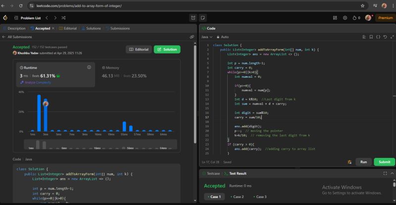 #day7 #100daysofcode #leetcode #java #coding #arrayform # ... #day7 #100daysofcode #leetcode #java #coding #arrayform # ...