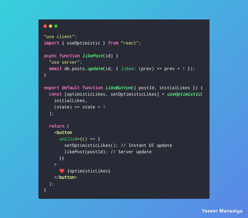 #react19 #useoptimistic #webperformance #reactjs | Yaseer M. #react19 #useoptimistic #webperformance #reactjs | Yaseer M.