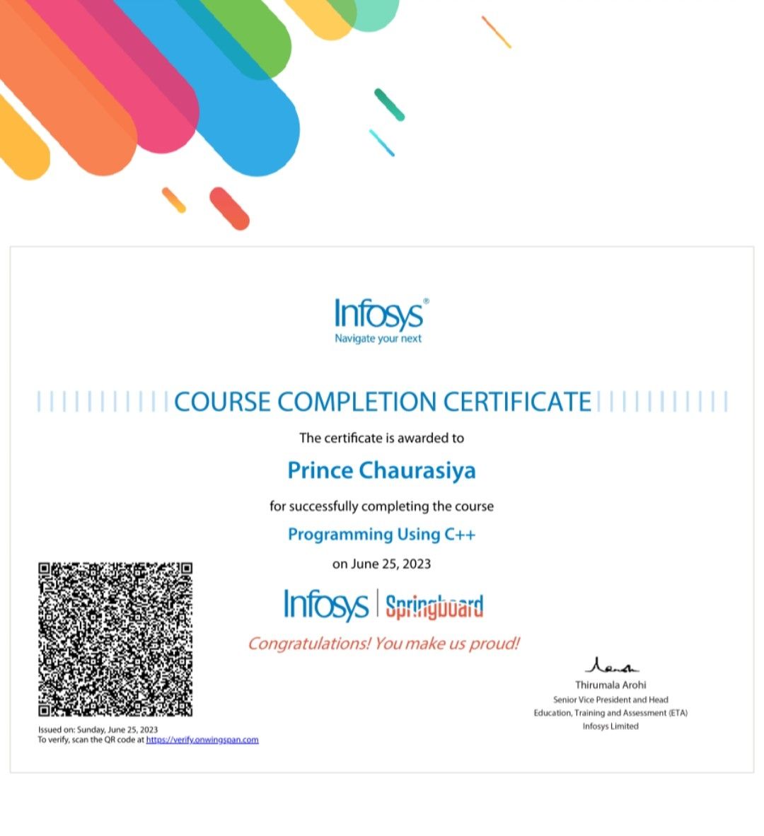 Prince Chaurasiya on LinkedIn: #infosys #infosysspringboard #cplusplus Prince Chaurasiya on LinkedIn: #infosys #infosysspringboard #cplusplus