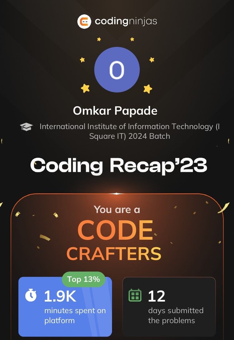 Omkar Papade on LinkedIn: #dsachallenge #problemsolving #codingninjas # ... Omkar Papade on LinkedIn: #dsachallenge #problemsolving #codingninjas # ...