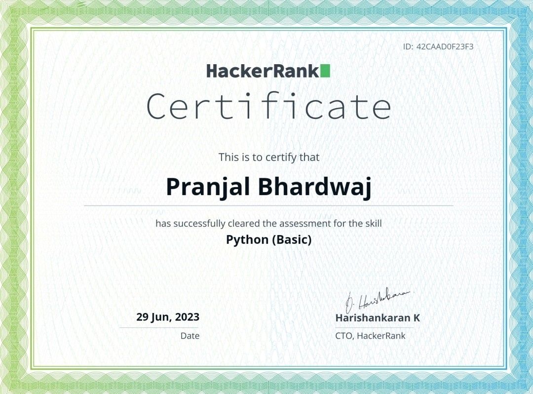 Pranjal Bhardwaj on LinkedIn: #python #hackerrank Pranjal Bhardwaj on LinkedIn: #python #hackerrank