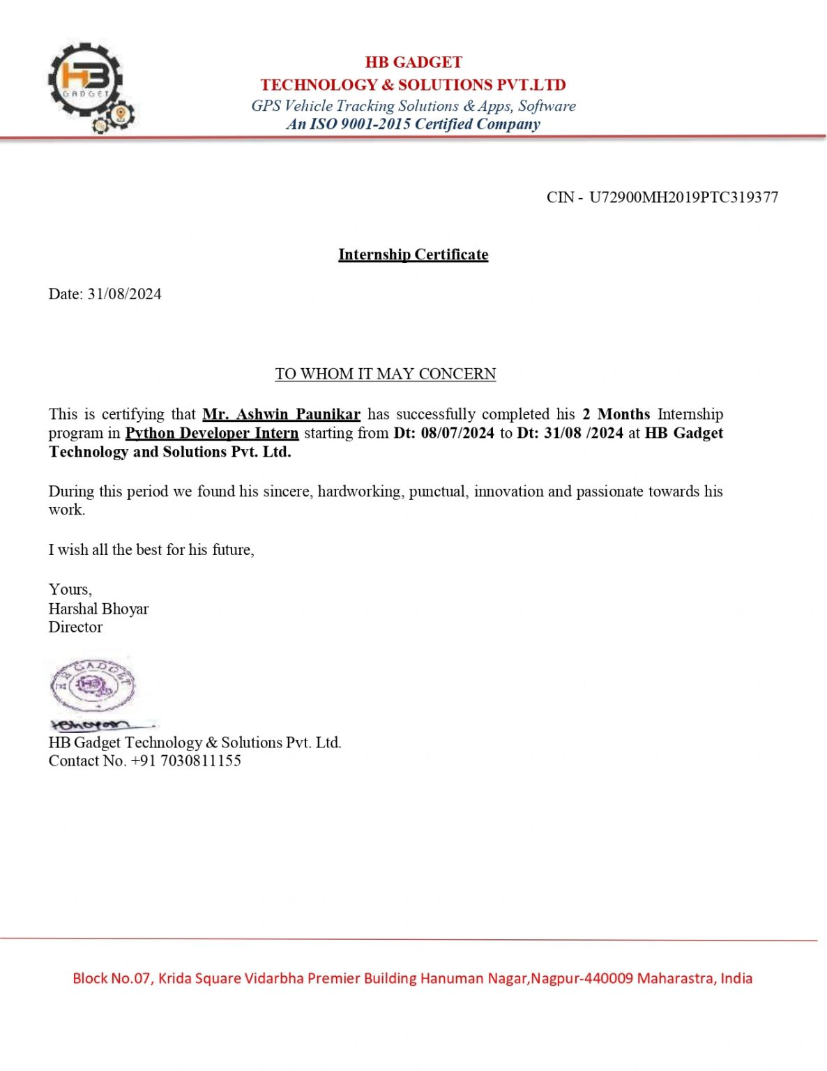Completed Python Developer Internship | Ashwin Pounikar posted on the ... Completed Python Developer Internship | Ashwin Pounikar posted on the ...