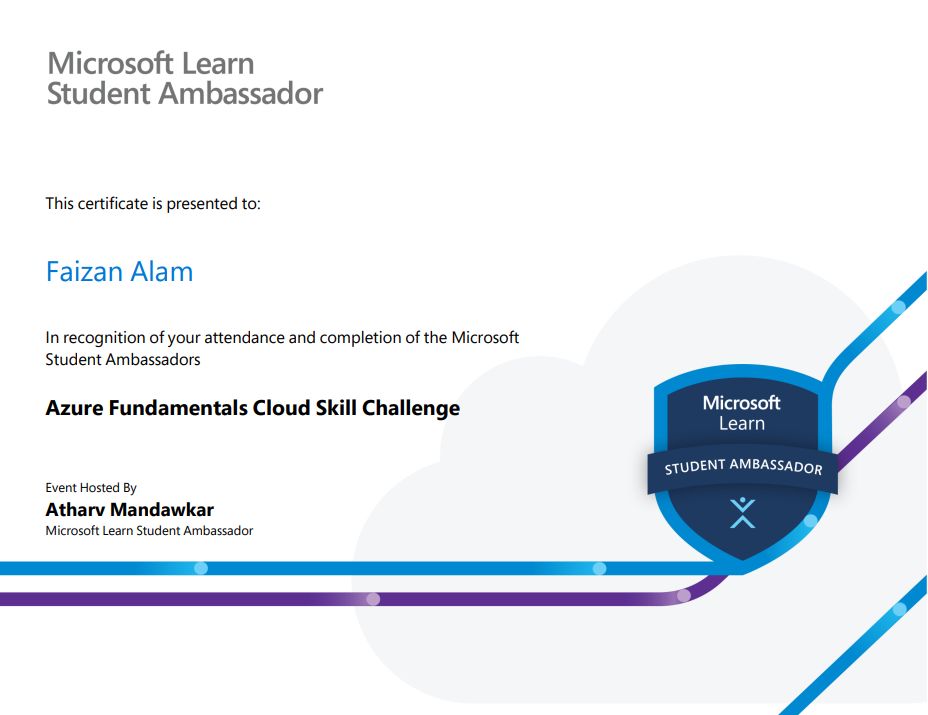 Completed Microsoft Azure Fundamentals Challenge | Faizan Alam posted ... Completed Microsoft Azure Fundamentals Challenge | Faizan Alam posted ...