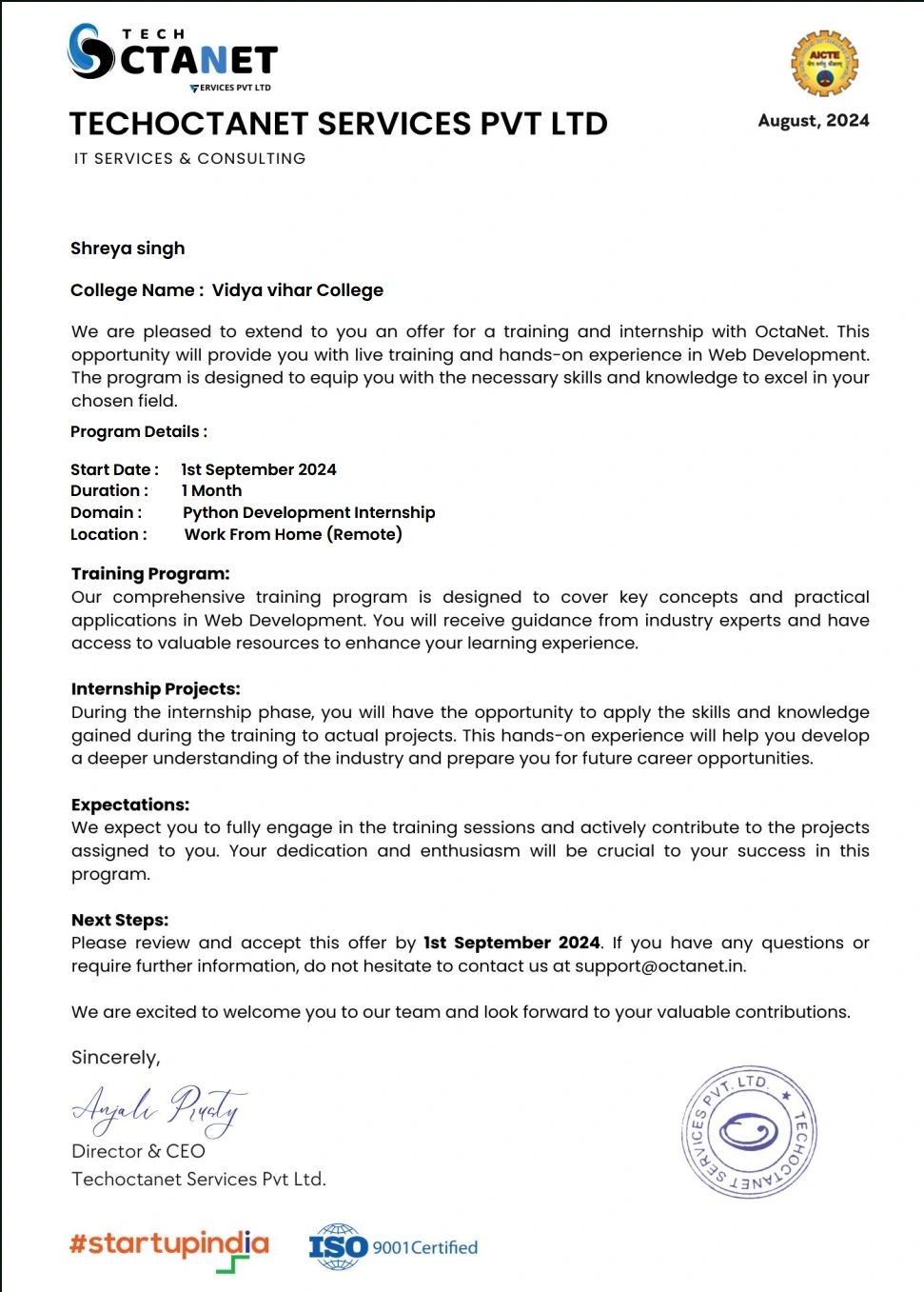 Shreya Singh on LinkedIn: #python #internship #careergrowth Shreya Singh on LinkedIn: #python #internship #careergrowth