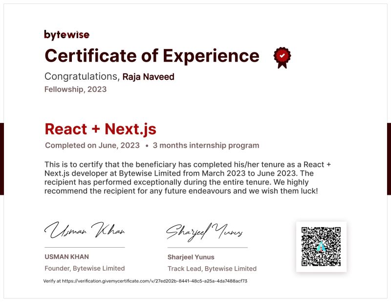 #bytewise #internship #fellowship #react #nextjs | Raja Naveed | 19 ... #bytewise #internship #fellowship #react #nextjs | Raja Naveed | 19 ...