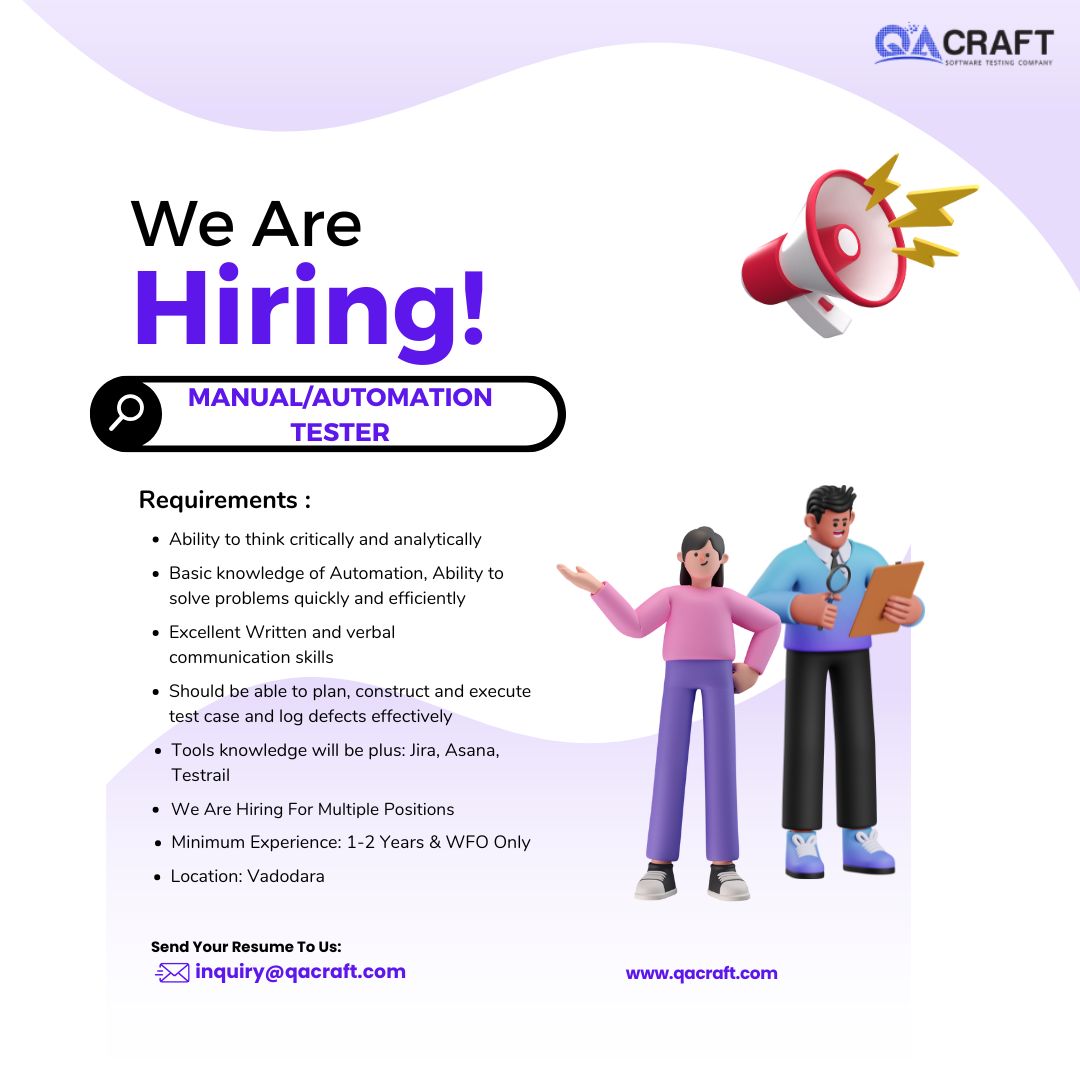 QACraft - Software Testing Company on LinkedIn: #hiring # ... QACraft - Software Testing Company on LinkedIn: #hiring # ...