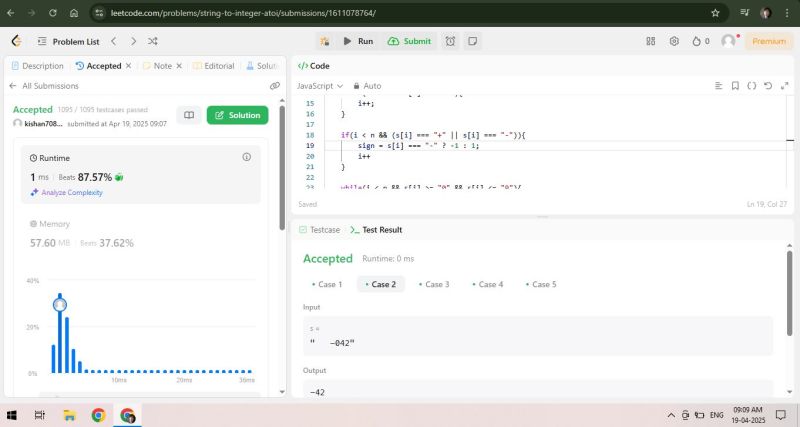 String to Integer(atoi) by Leetcode | Kishan Sharma String to Integer(atoi) by Leetcode | Kishan Sharma