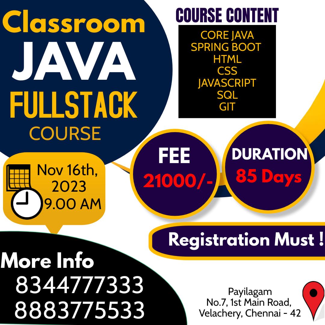 Payilagam . on LinkedIn: #payilagam #java #javafullstack #javaonline # ... Payilagam . on LinkedIn: #payilagam #java #javafullstack #javaonline # ...