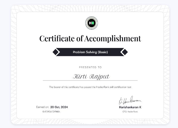 Kirti Rajput on LinkedIn: #hackerrank #coding #problemsolving # ... Kirti Rajput on LinkedIn: #hackerrank #coding #problemsolving # ...