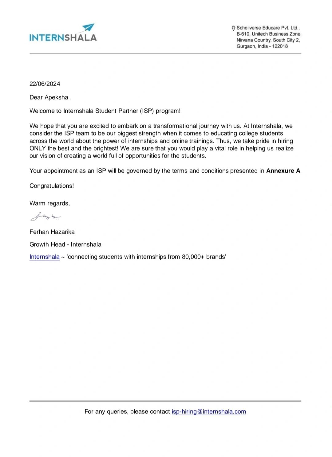 Apeksha Kumari on LinkedIn: #firstinternship #careerstart #newbeginnings Apeksha Kumari on LinkedIn: #firstinternship #careerstart #newbeginnings