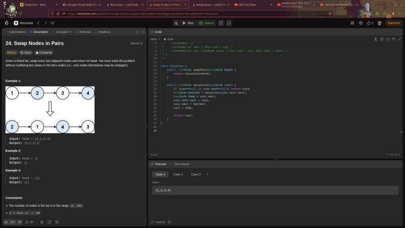 Leetcode problem #24: Swap Nodes in Pairs | Kaznarah Andrinarivo posted ... Leetcode problem #24: Swap Nodes in Pairs | Kaznarah Andrinarivo posted ...