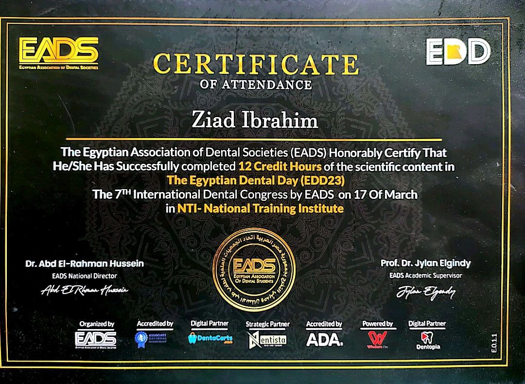 Here's my certificate of attendance The Egyptian Dental Day which was ... Here's my certificate of attendance The Egyptian Dental Day which was ...