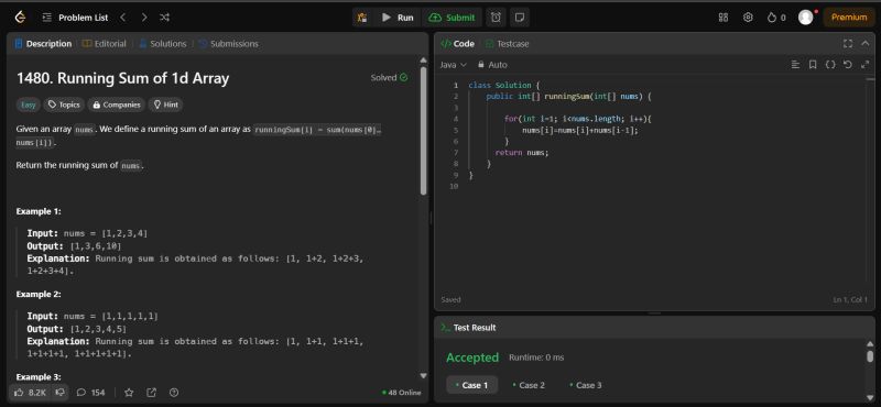 #day10 #leetcodechallenge #java #100daysofcode #runningsum… | Nandhini S #day10 #leetcodechallenge #java #100daysofcode #runningsum… | Nandhini S