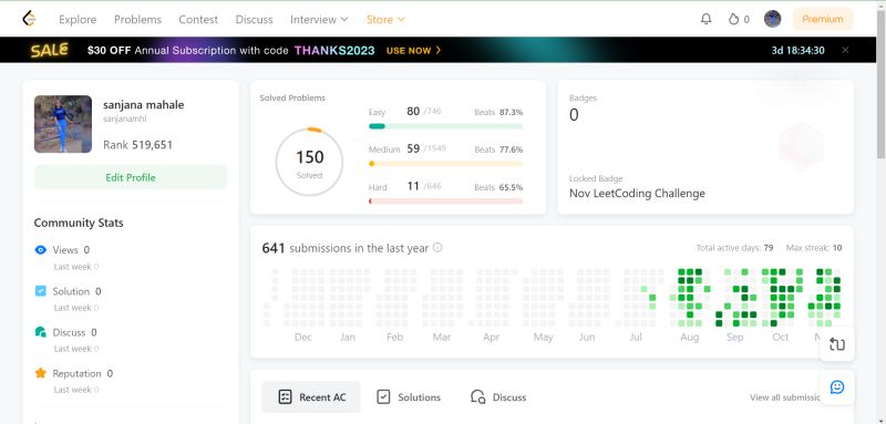 Passed 150 LeetCode questions! | Sanjana Mahale posted on the topic ... Passed 150 LeetCode questions! | Sanjana Mahale posted on the topic ...