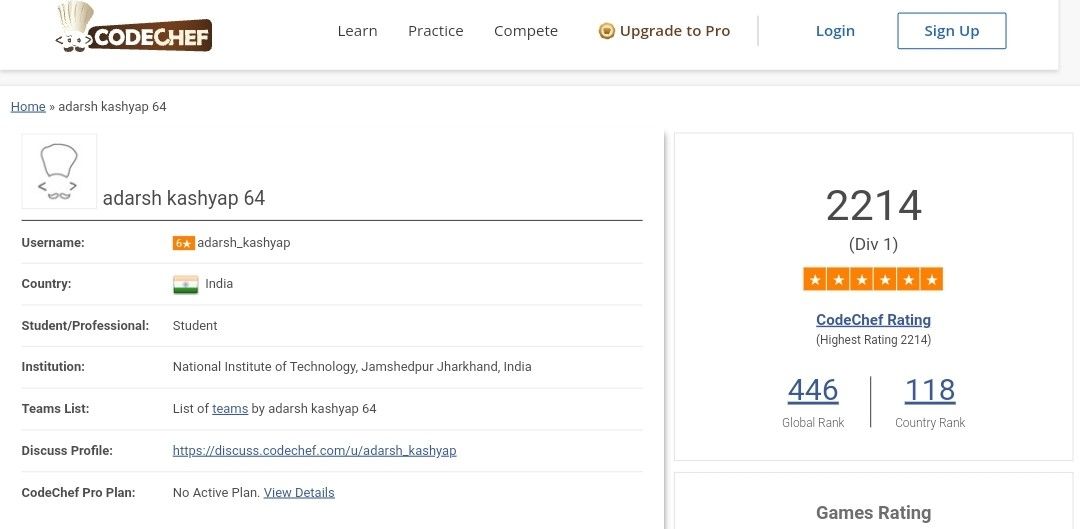 ADARSH KASHYAP on LinkedIn: #codechef #competitiveprogramming #6star ... ADARSH KASHYAP on LinkedIn: #codechef #competitiveprogramming #6star ...