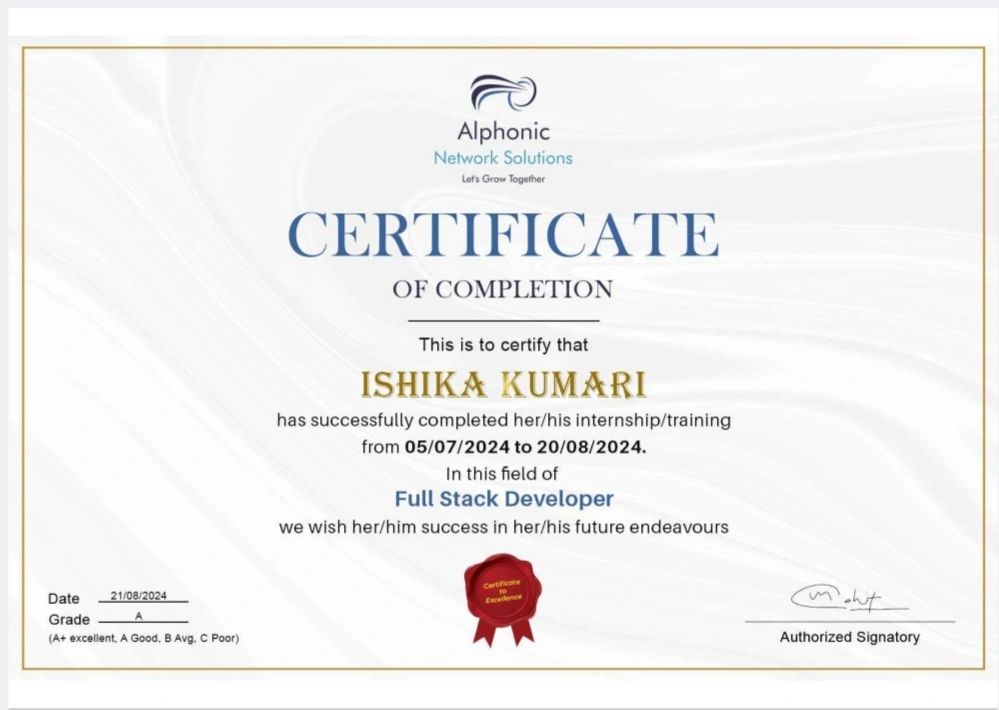 Ishika Kumari on LinkedIn: I am delighted to share that I have ... Ishika Kumari on LinkedIn: I am delighted to share that I have ...