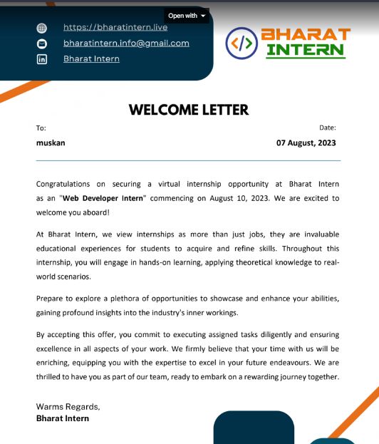 muskan Kakkar on LinkedIn: #bharatintern #webdevelopment #intern muskan Kakkar on LinkedIn: #bharatintern #webdevelopment #intern
