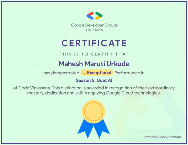 Mahesh Urkude on LinkedIn: Sharing my certificate from GCP Mahesh Urkude on LinkedIn: Sharing my certificate from GCP