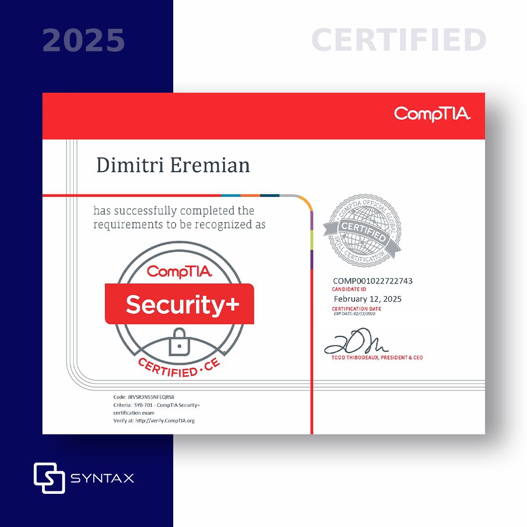 Our company's product specialist, Dimitri Eremian, took another ... Our company's product specialist, Dimitri Eremian, took another ...