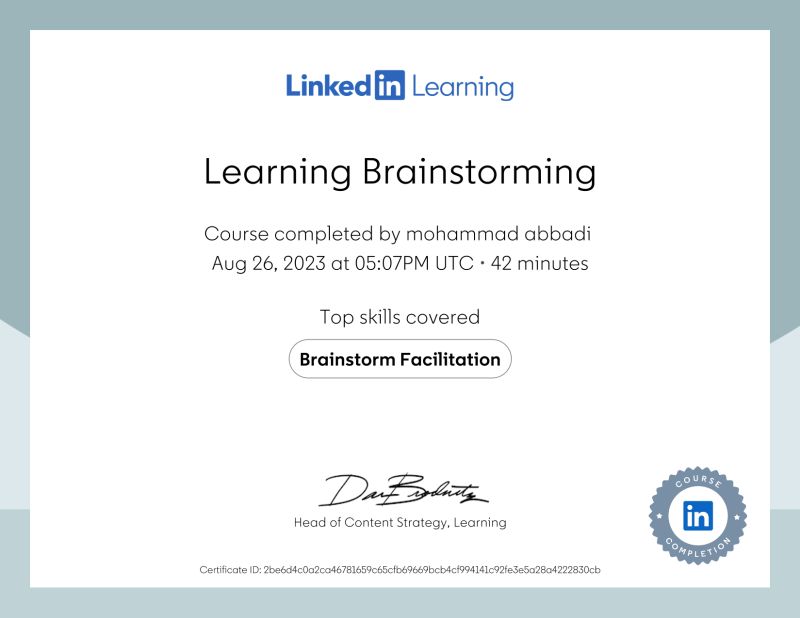 mohammad abbadi on LinkedIn: Certificate of Completion mohammad abbadi on LinkedIn: Certificate of Completion