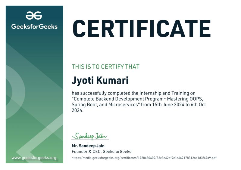 Jyoti Kumari on LinkedIn: #backenddevelopment #java #springboot # ... Jyoti Kumari on LinkedIn: #backenddevelopment #java #springboot # ...