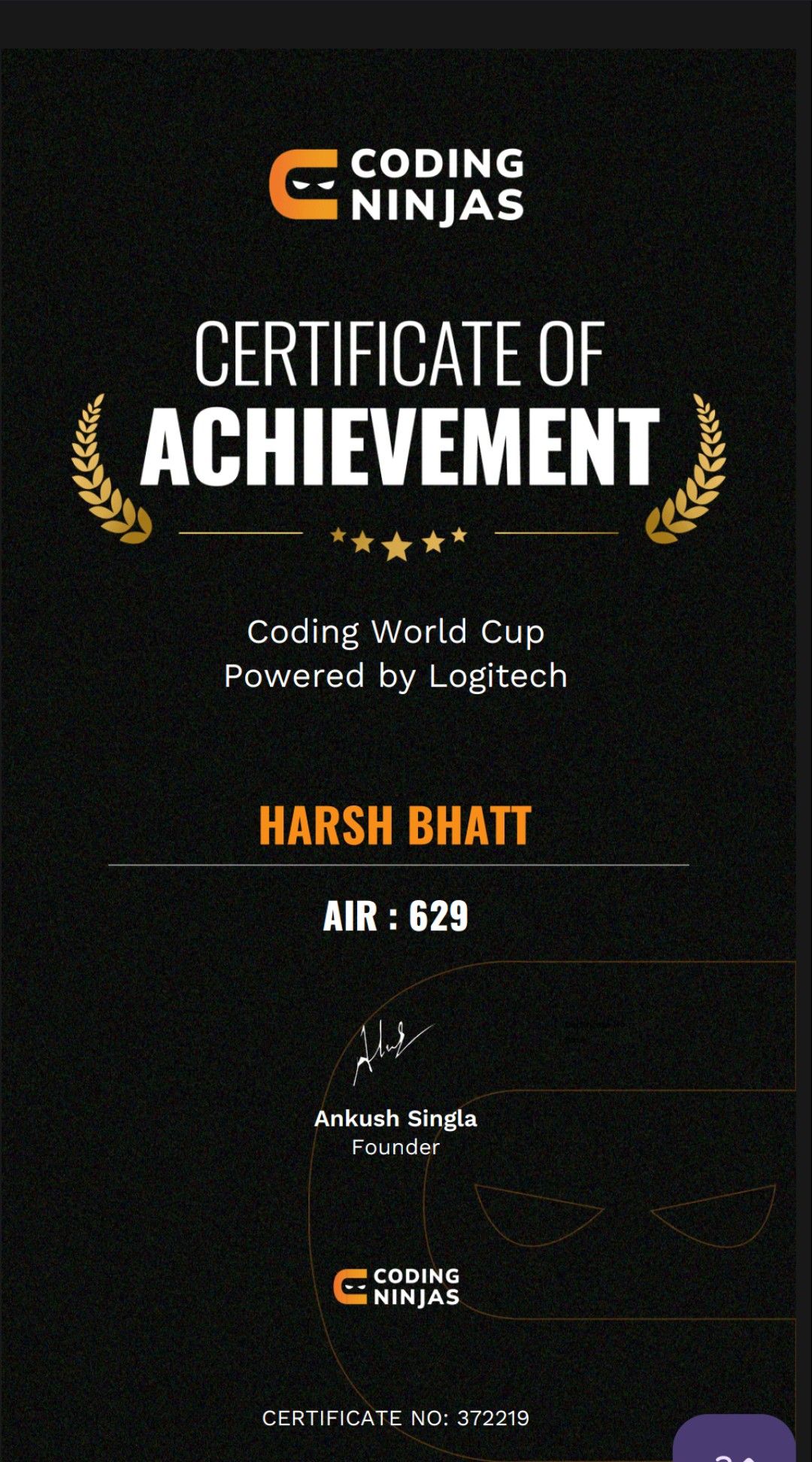 HARSH BHATT on LinkedIn: #codingworldcup #codingninjasxlogitech # ... HARSH BHATT on LinkedIn: #codingworldcup #codingninjasxlogitech # ...