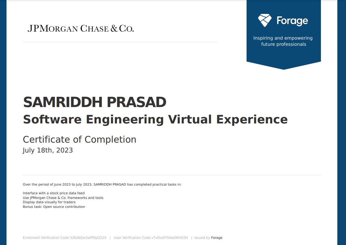 Samriddh Prasad on LinkedIn: #jpmorganchase #forage #virtualinternship ... Samriddh Prasad on LinkedIn: #jpmorganchase #forage #virtualinternship ...