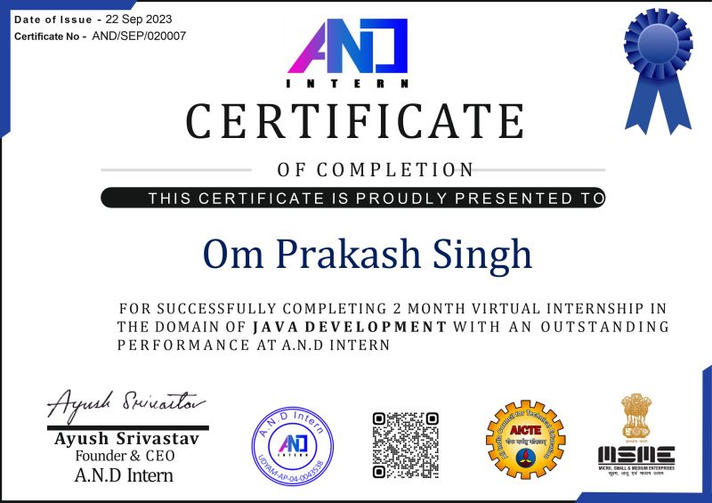 Om Prakash Singh on LinkedIn: #javainternship #codingmilestone # ... Om Prakash Singh on LinkedIn: #javainternship #codingmilestone # ...