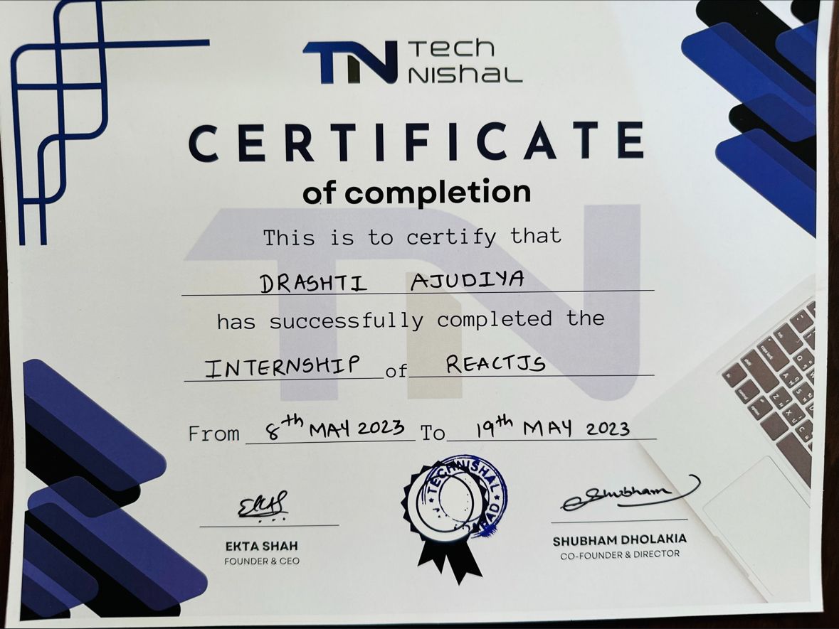 Drashti Ajudiya on LinkedIn: #technishal #reactjs #webdevelopment # ... Drashti Ajudiya on LinkedIn: #technishal #reactjs #webdevelopment # ...