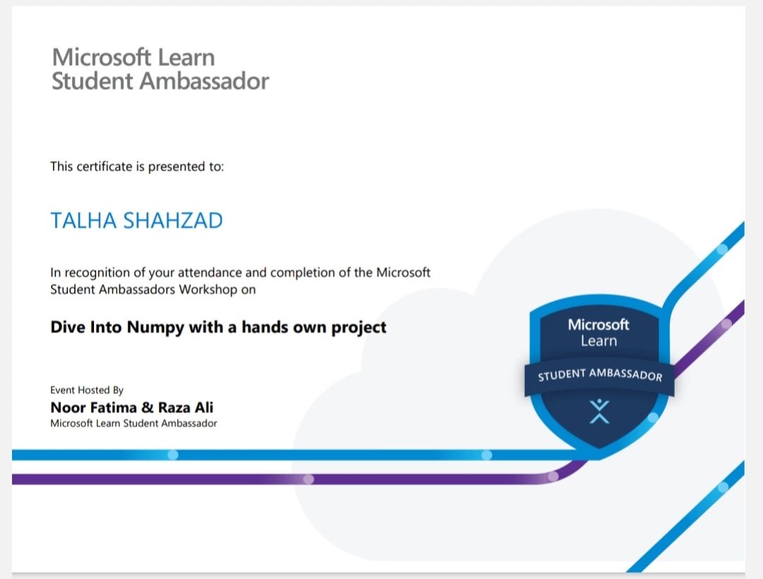 Talha Shahzad on LinkedIn: #mlsa #microsoftlearn #numpy #python # ... Talha Shahzad on LinkedIn: #mlsa #microsoftlearn #numpy #python # ...