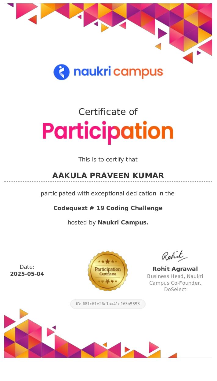 I recently participated in CodeQuezt #19 Coding Challenge and earned a ... I recently participated in CodeQuezt #19 Coding Challenge and earned a ...